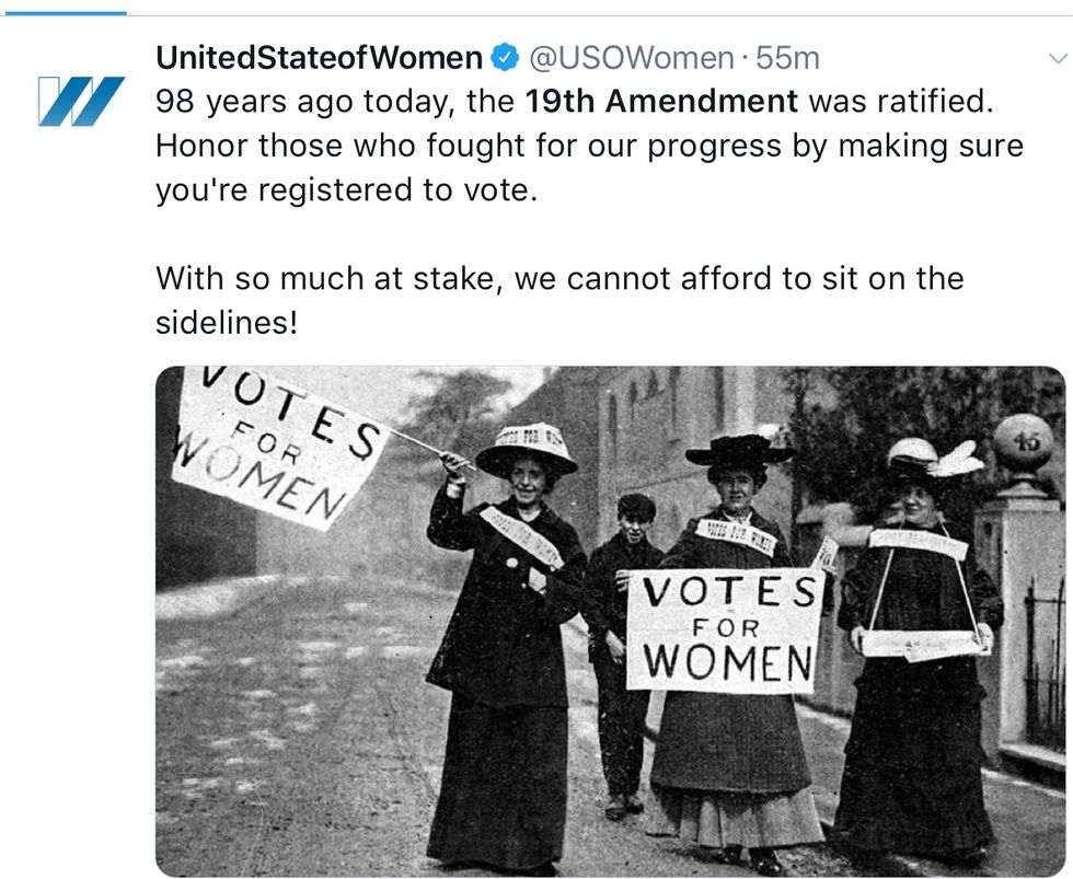 98 years ago today. The 19th Amendment was ratified. - voices4america